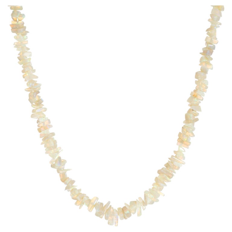Vintage Natural Opal Necklace 14k Yellow Gold Clasp Freeform Rough Cut ...