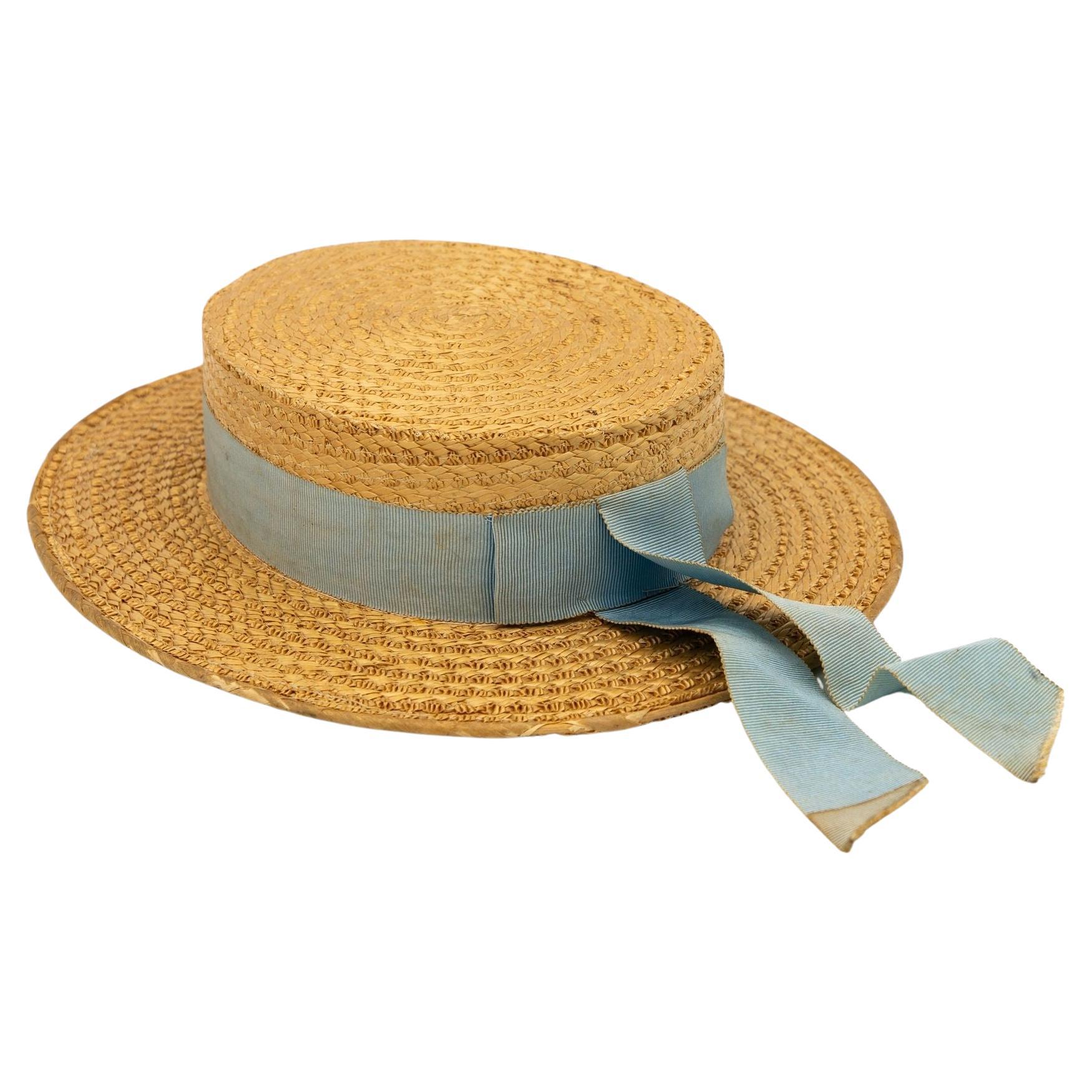 Vintage Natural Straw Boater Hat, The Ridgemont Make, 1950s For Sale at ...