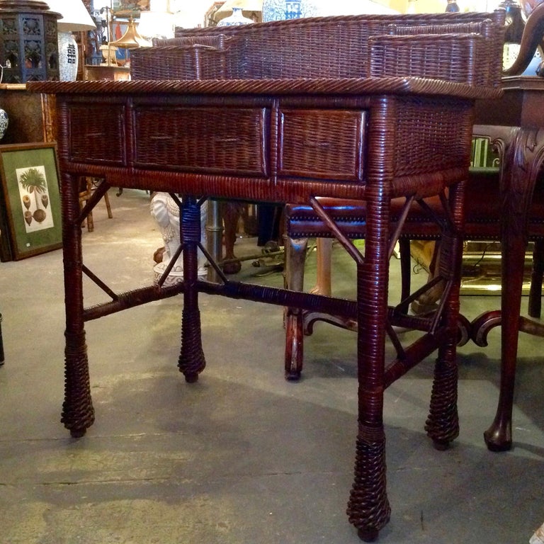 Vintage Natural Wicker Desk at 1stDibs | antique wicker desk, vintage ...