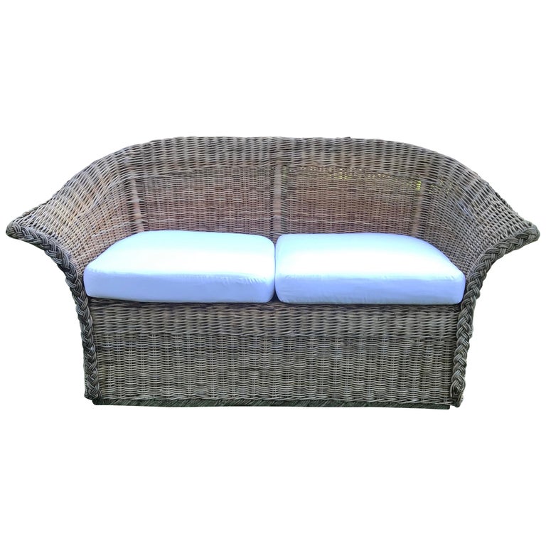 Vintage Natural Wicker Sofa at 1stDibs