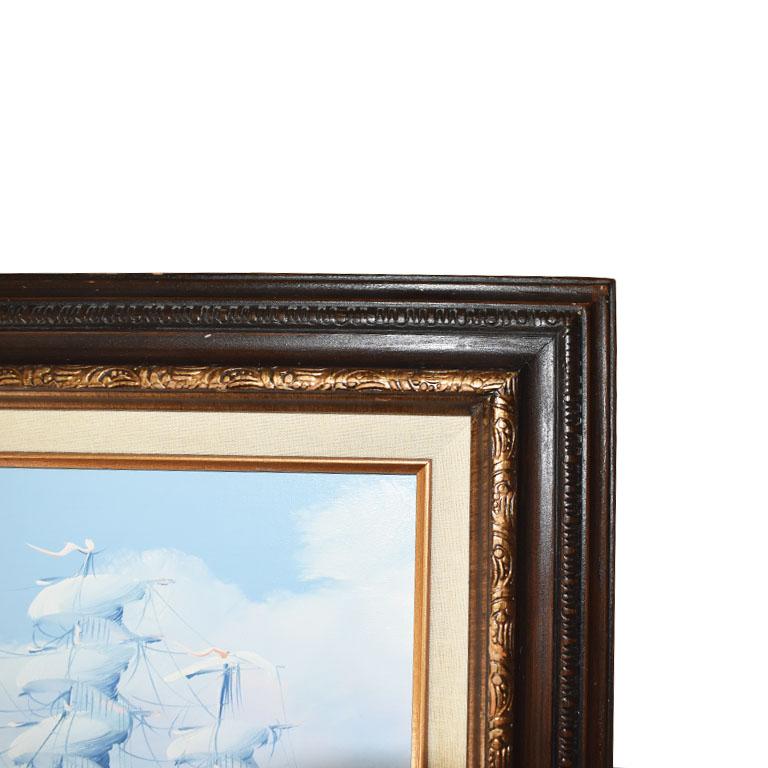 Vintage Nautical Clipper Ship Framed Oil Painting on Canvas Signed K ...