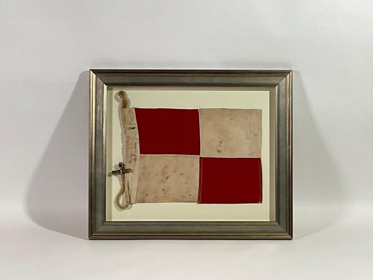 Vintage Nautical Signal Flag in Frame For Sale at 1stDibs