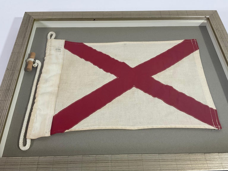Vintage Nautical Signal Flag in Frame For Sale at 1stDibs