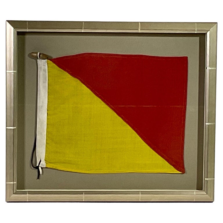 Vintage Nautical Signal Flag in Frame For Sale at 1stDibs
