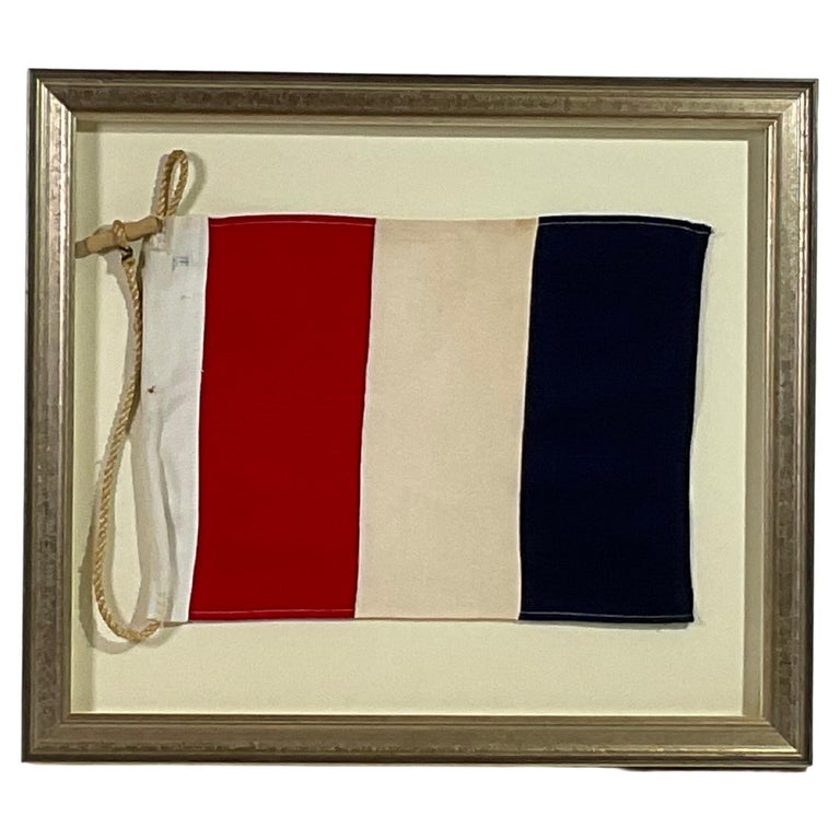 Vintage Nautical Signal Flag in Frame For Sale at 1stDibs
