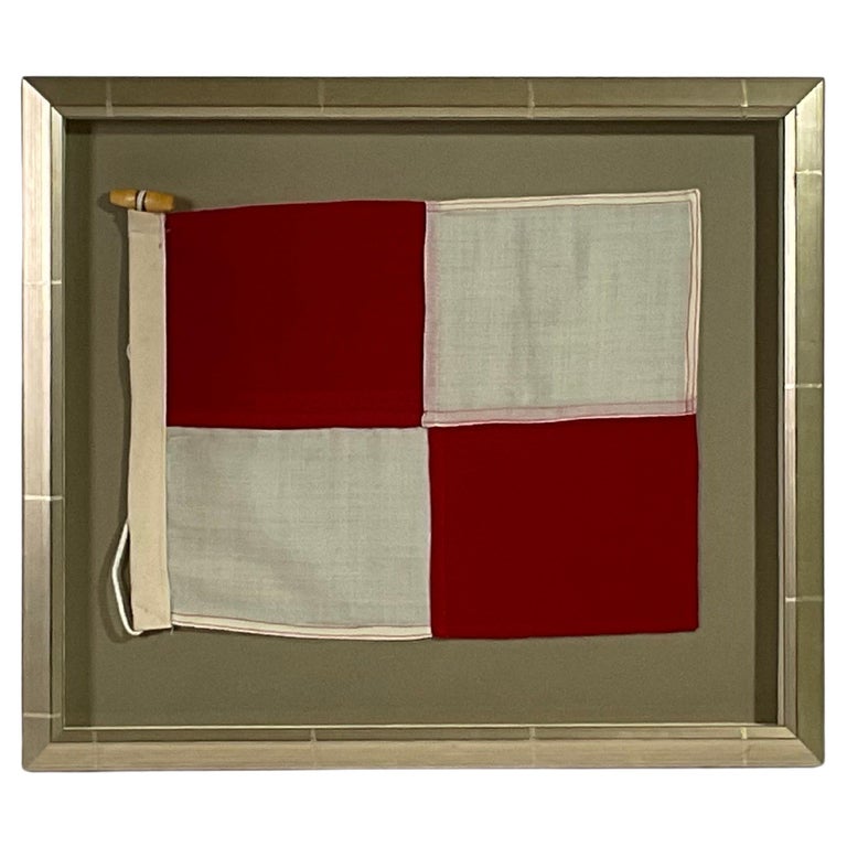 Vintage Nautical Signal Flag in Frame For Sale at 1stDibs