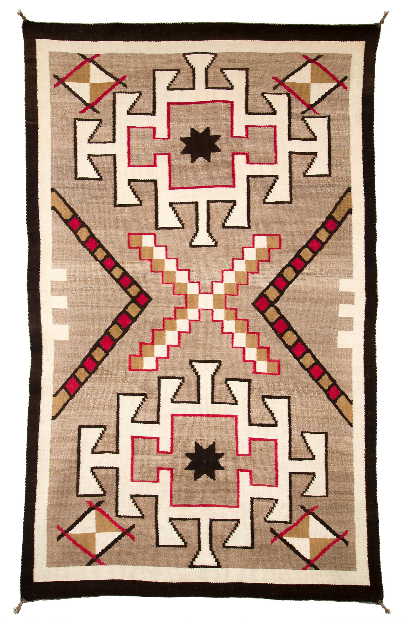 Vintage Navajo Area Rug, Trading Post Era, circa 1930s, Brown, White ...