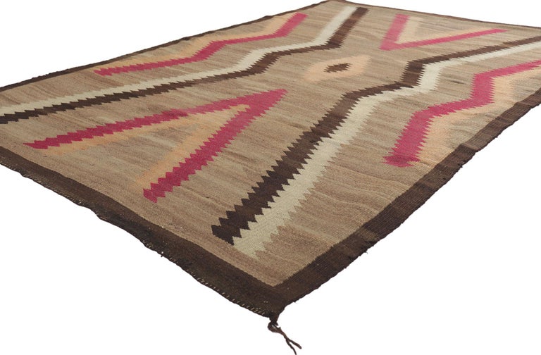 Vintage Navajo Ganado Rug with Native American Style For Sale at 1stDibs