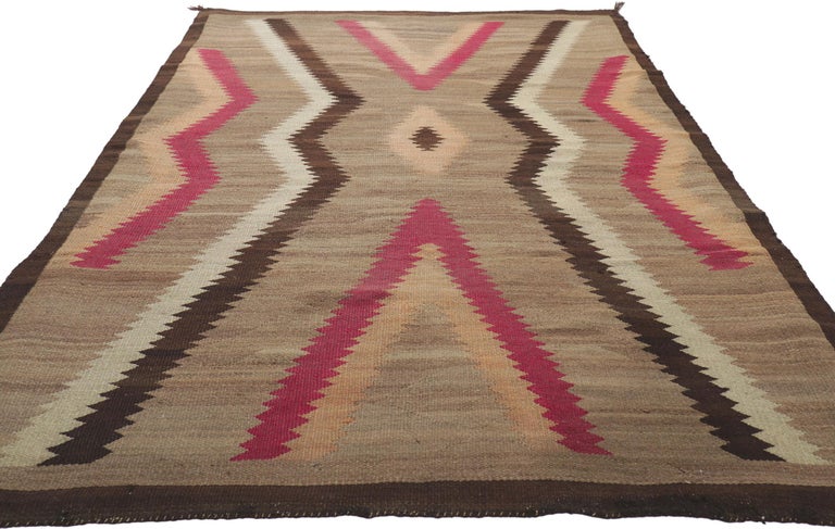 Vintage Navajo Ganado Rug with Native American Style For Sale at 1stDibs