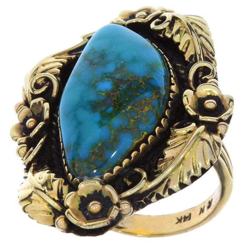 Art Deco Royston Turquoise Ring in Silver at 1stDibs
