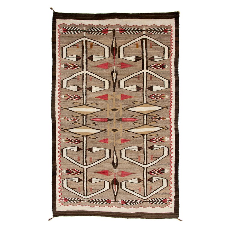 Vintage Navajo Rug Crystal Trading Post circa 1930 Pictorial Feathers ...