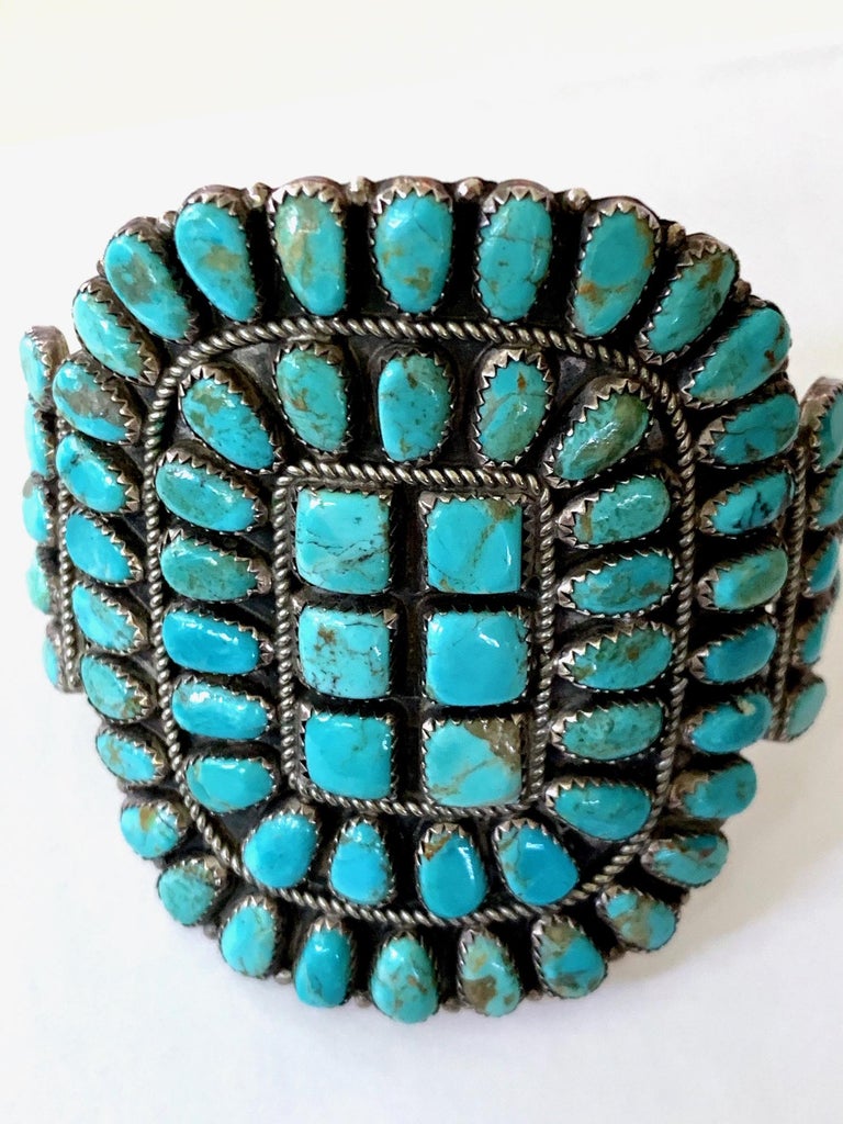 Vintage Native American Turquoise and Silver Cuff/Bracelet at 1stDibs