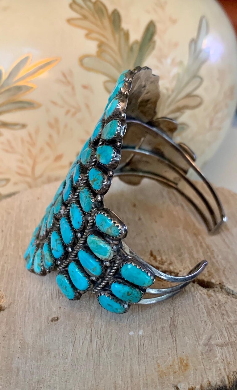 Vintage Native American Turquoise and Silver Cuff/Bracelet at 1stDibs