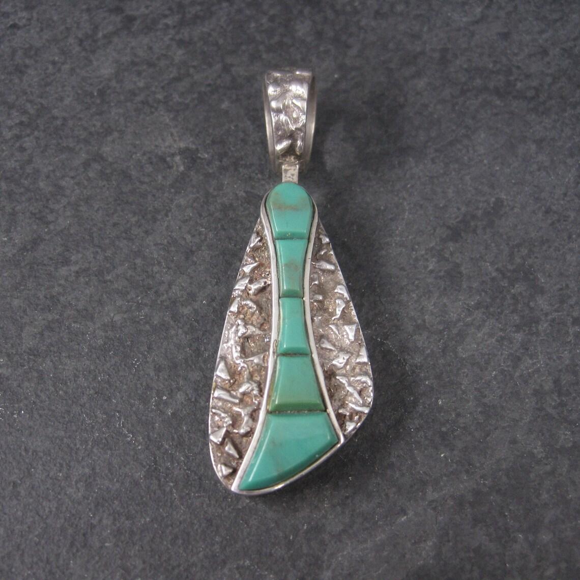 Vintage Navajo Turquoise Pendant Reversible Sterling at 1stDibs