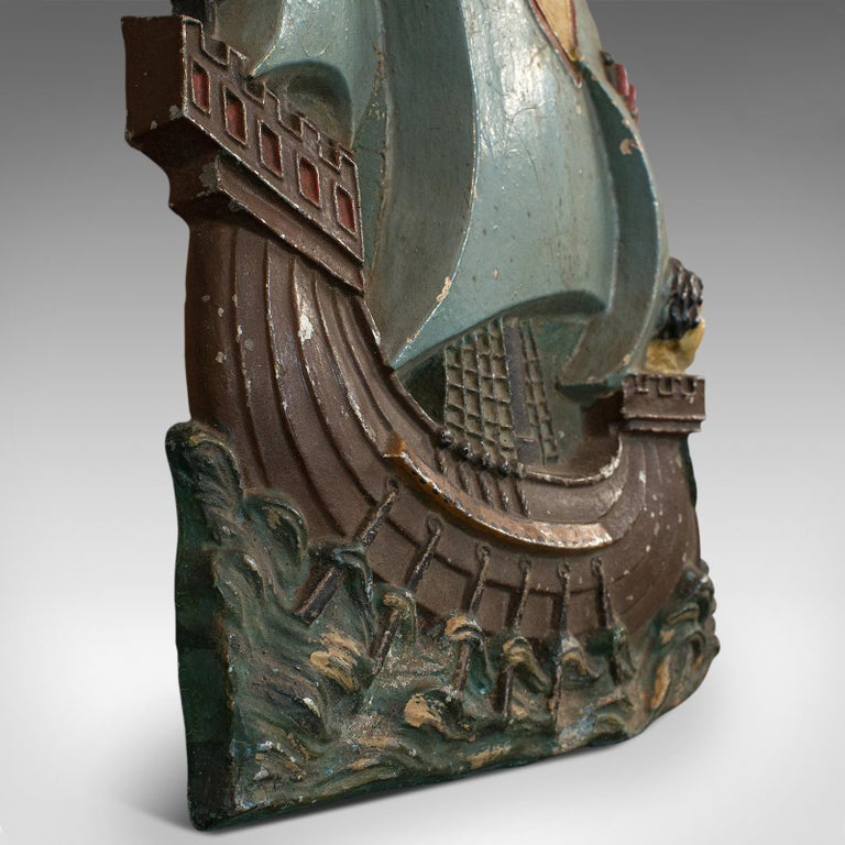 Vintage Naval Ship Plaque, English, Cast Metal, Maritime, Relief, circa ...