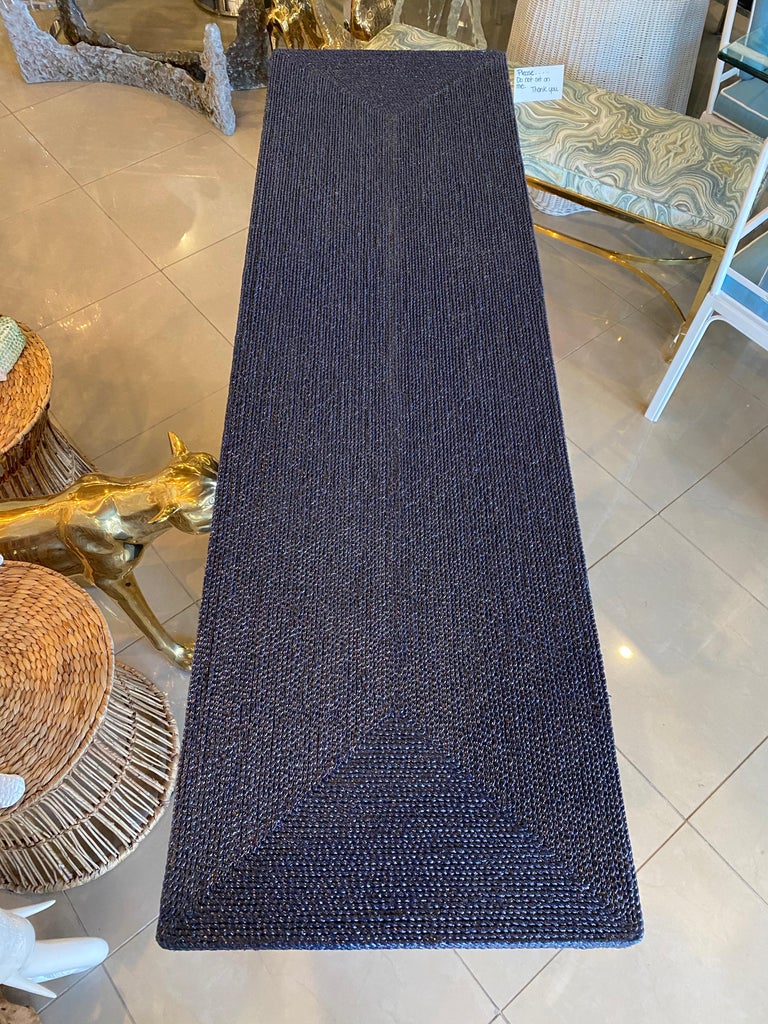 Vintage Navy Blue Lacquered Rope Console Table Karl Springer Style at ...