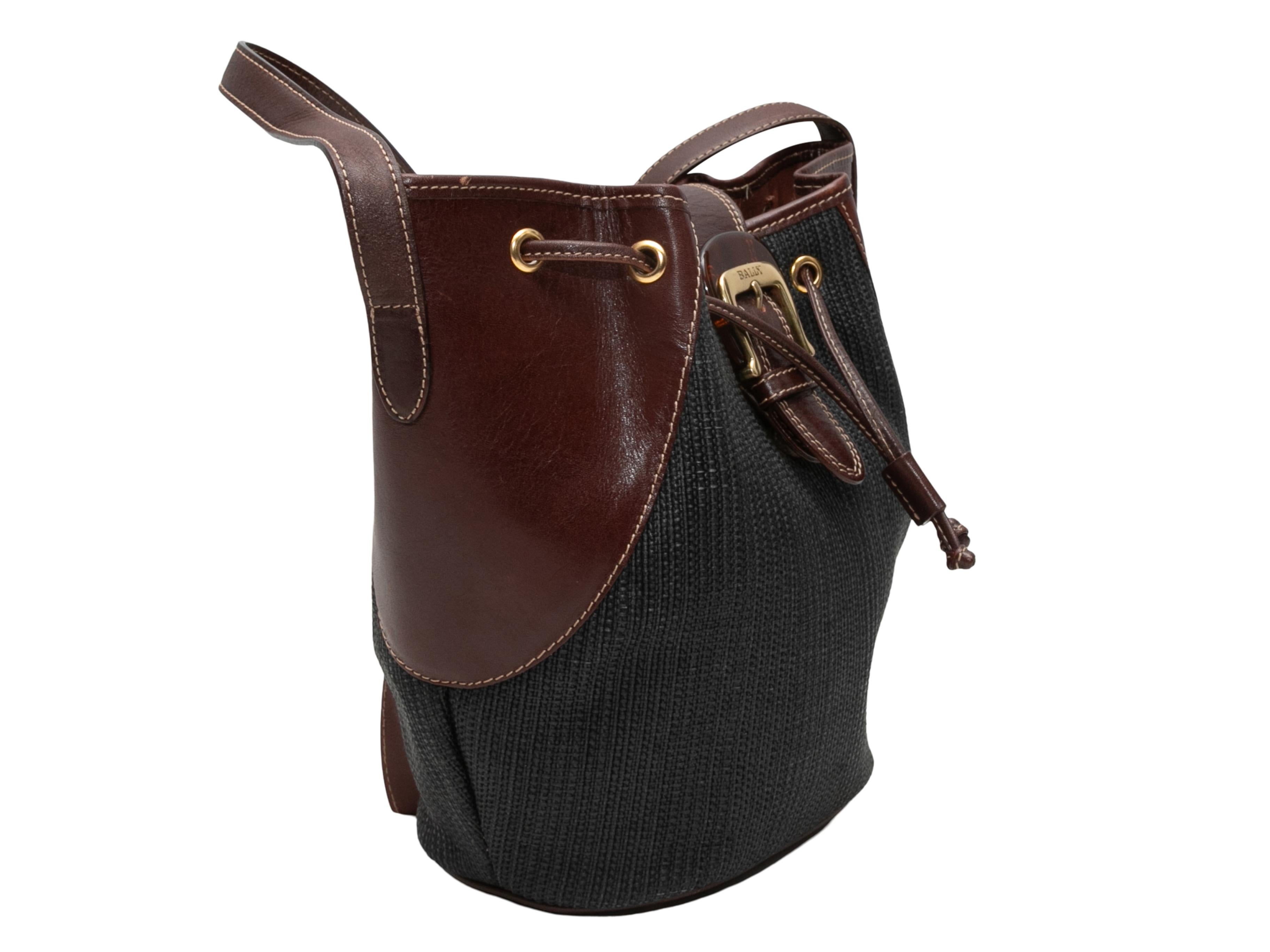 Vintage Navy and Brown Bally Shoulder Bucket Bag For Sale at 1stDibs