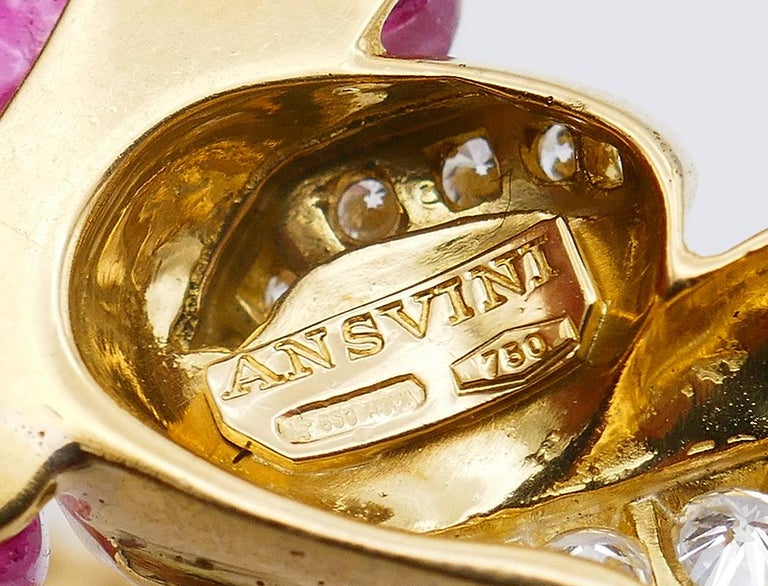 Vintage Necklace by Ansuini Italy 18k Gold Ruby Diamond For Sale at 1stDibs