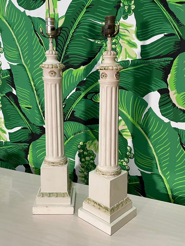 Vintage Neoclassical Column Table Lamps by Chapman For Sale at 1stDibs