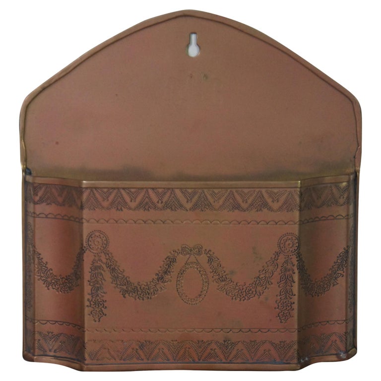 Vintage Neoclassical Indian Copper Letter Holder Wall Hanging Mail Box ...