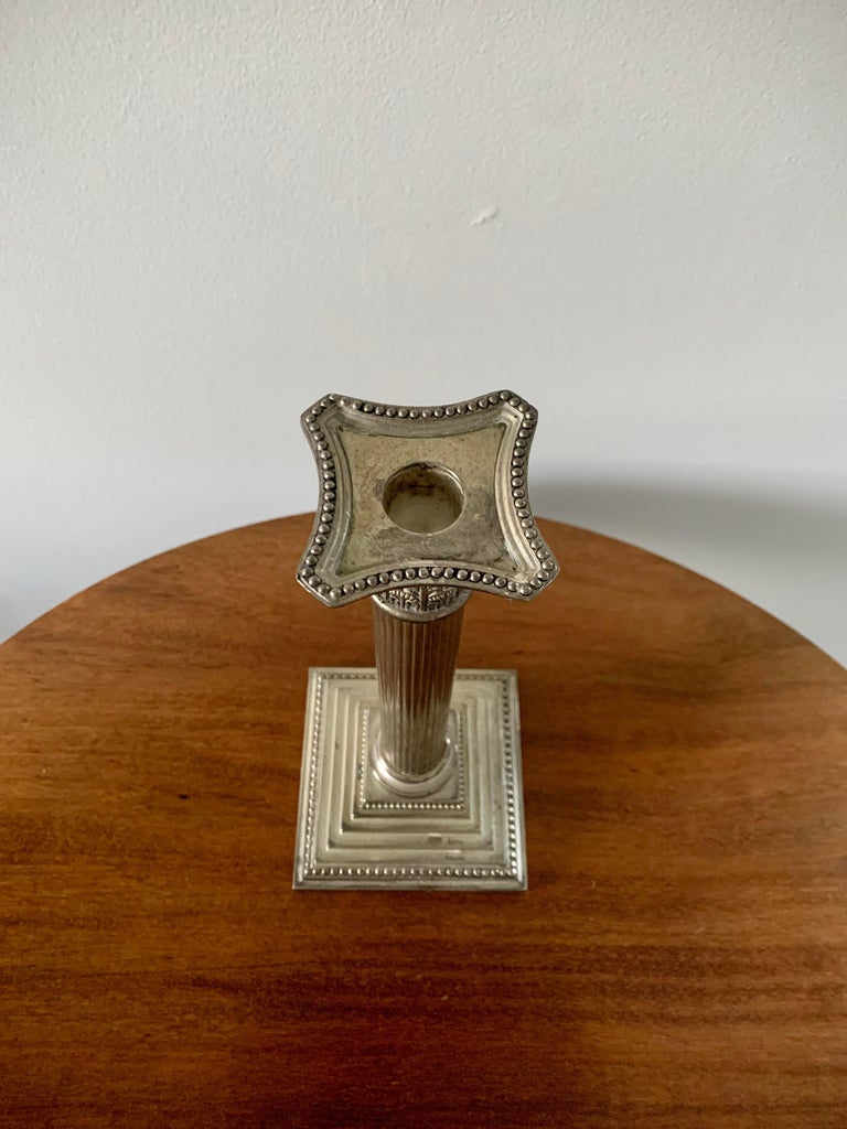 Vintage Neoclassical Silver Corinthian Column Candlestick For Sale at ...