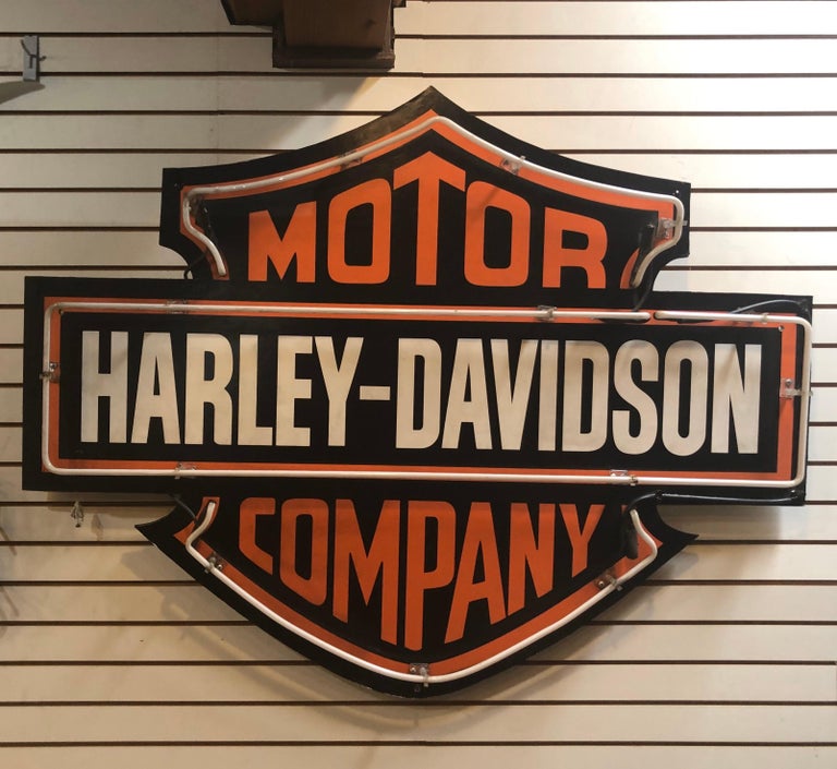 Vintage Neon Harley Davidson Motor Company Dealership Sign Motorcycle ...