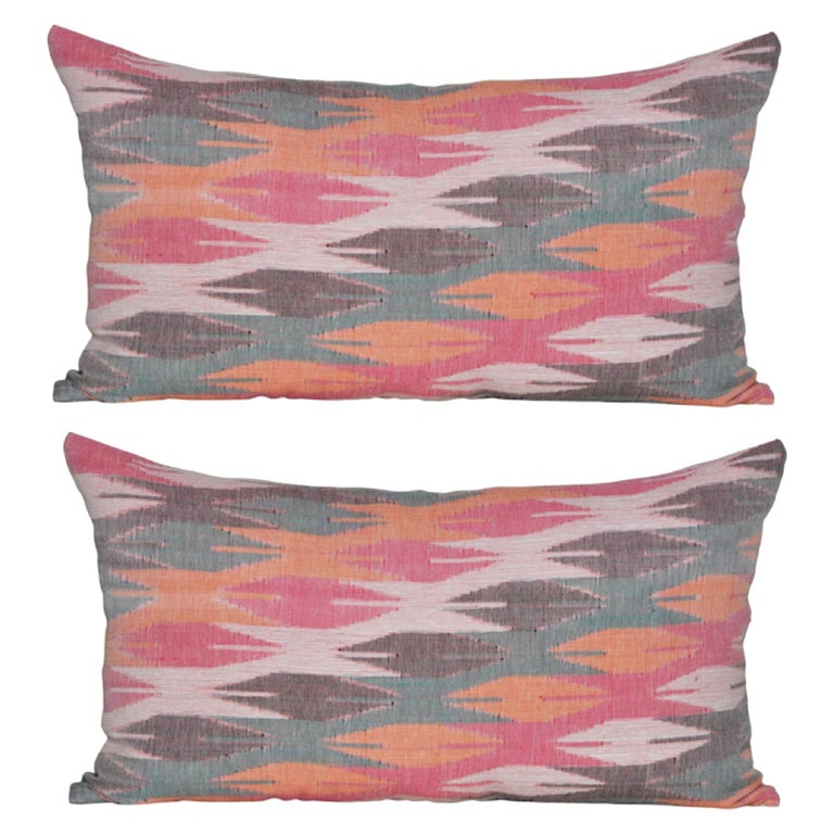 Vintage Nepali Orange White Pink Red Green Dhaka with Irish Linen ...
