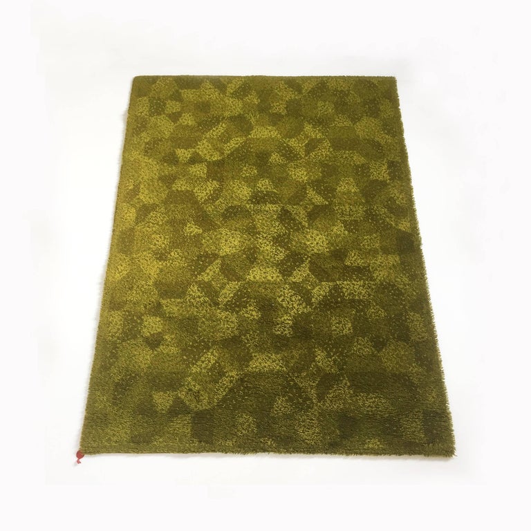 Vintage New Old Stock 1970s High Pile Rug Green Made by Bergoss ...
