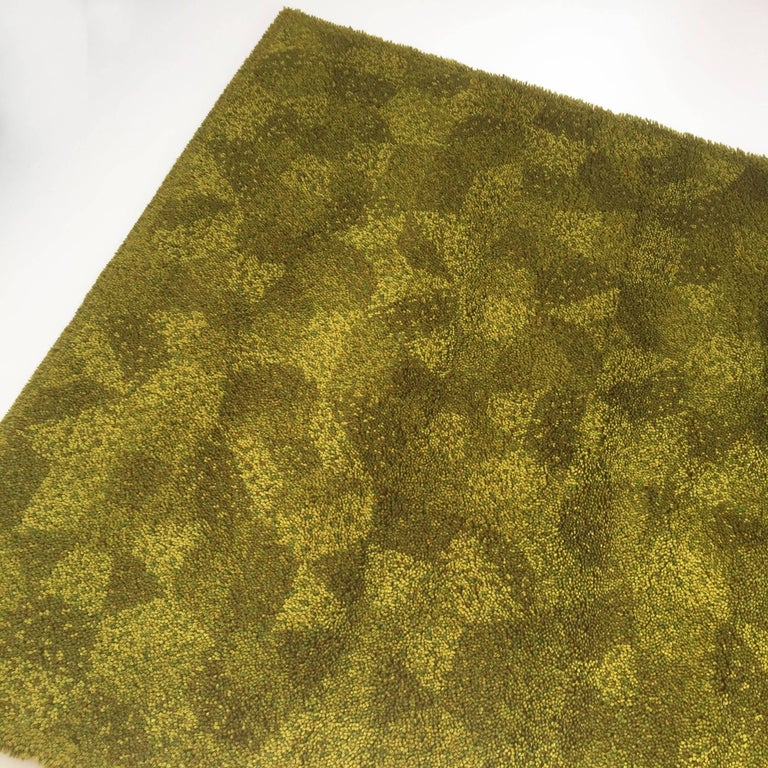 Vintage New Old Stock 1970s High Pile Rug Green Made by Bergoss ...
