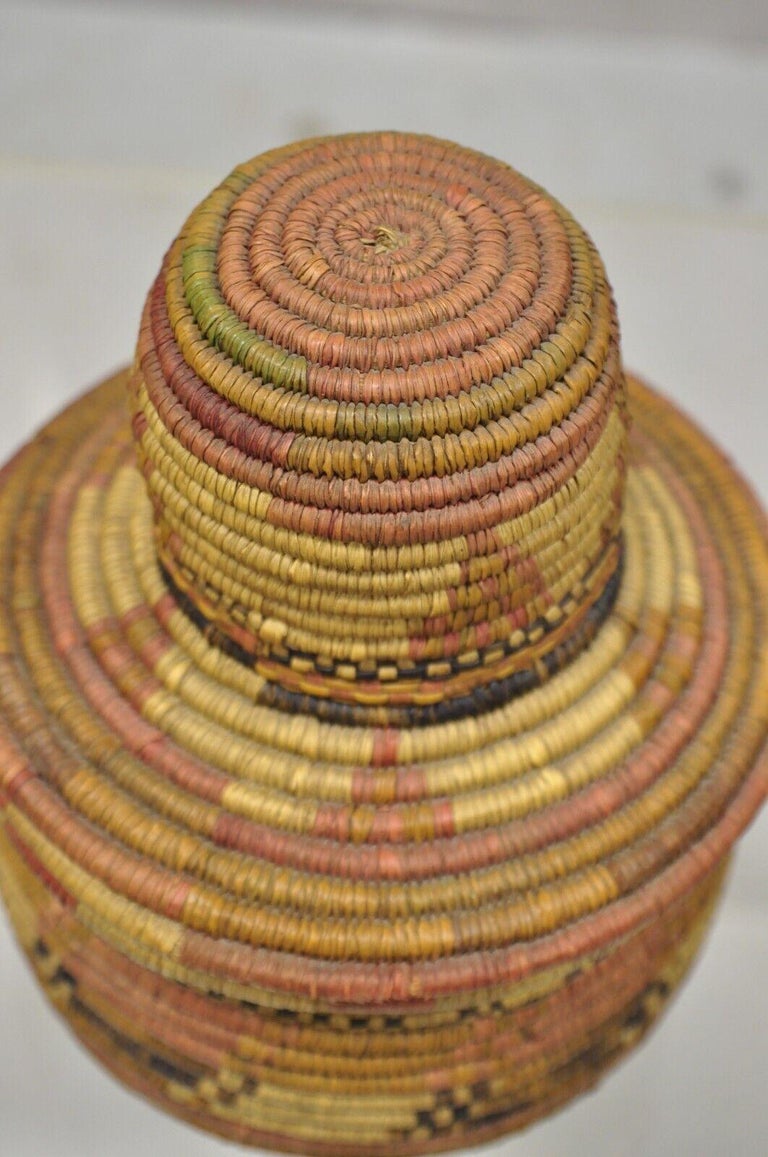 Vintage Nigerian African Tribal Hausa Woven Orange Basket with Dome Lid ...