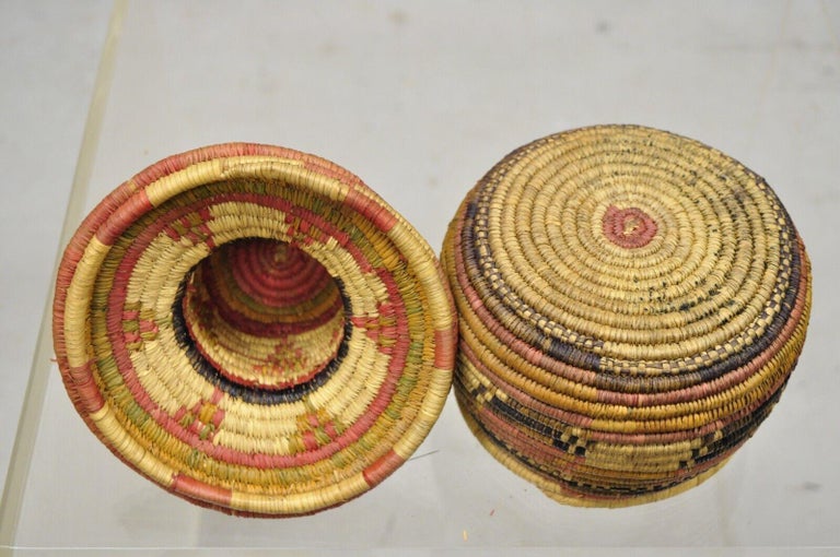 Vintage Nigerian African Tribal Hausa Woven Orange Basket with Dome Lid ...