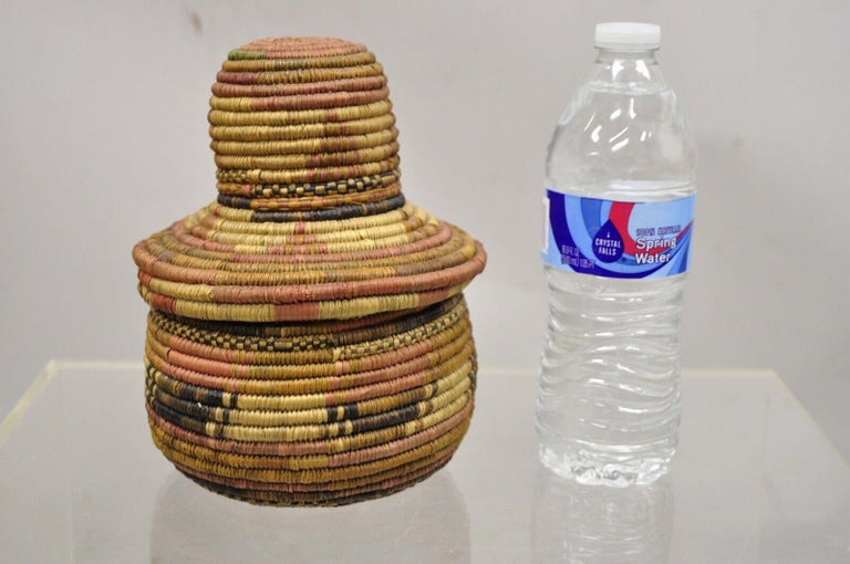 Vintage Nigerian African Tribal Hausa Woven Orange Basket with Dome Lid ...
