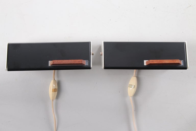 Vintage Night Lights Set of 2 Made of Metal and Teak Wood, 60s For Sale ...