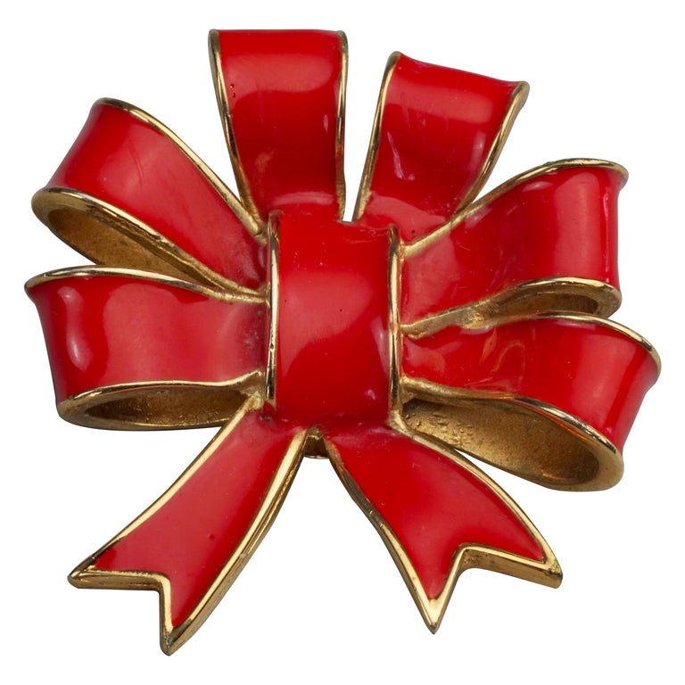 Vintage NINA RICCI Enamel French Bow Brooch at 1stDibs