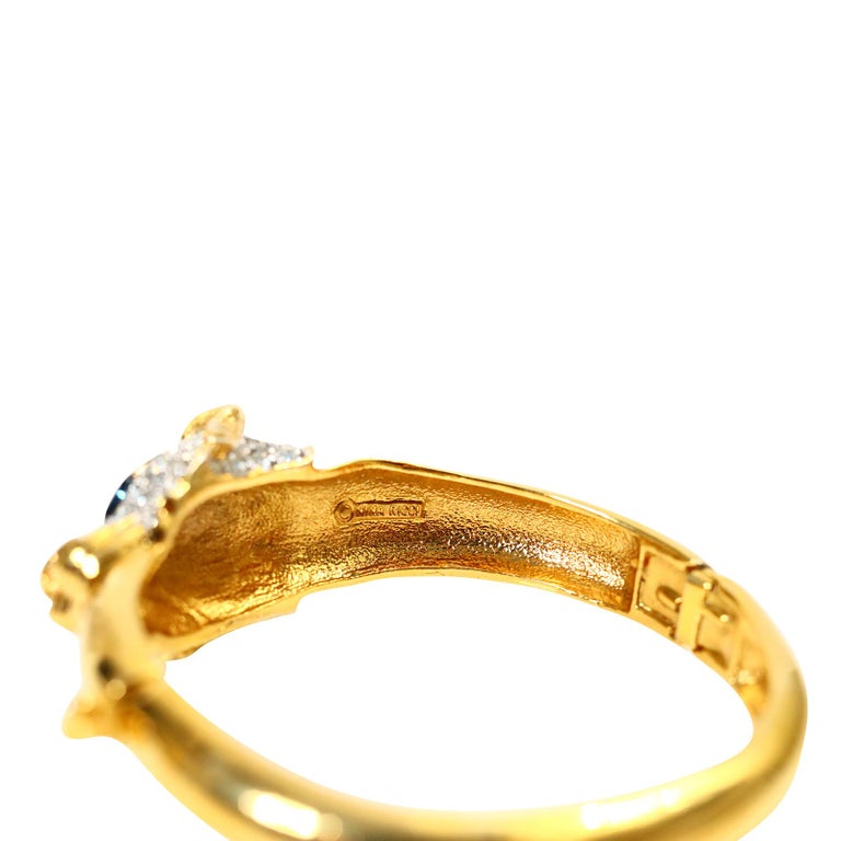 Vintage Nina Ricci Gold Rhinestone and Blue Eyes Leopard Bracelet ...