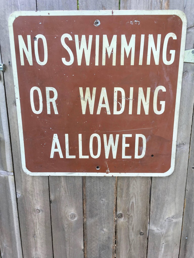 Vintage No Swimming Metal Sign at 1stDibs
