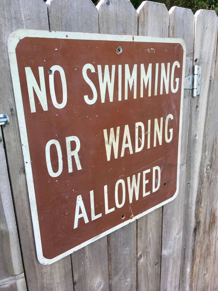 Vintage No Swimming Metal Sign at 1stDibs