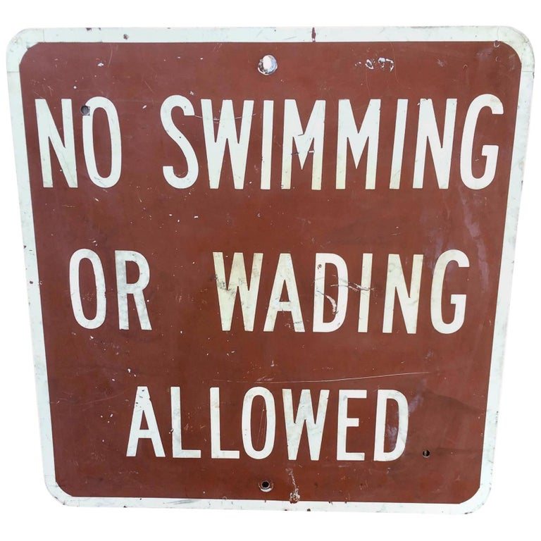Vintage No Swimming Metal Sign at 1stDibs