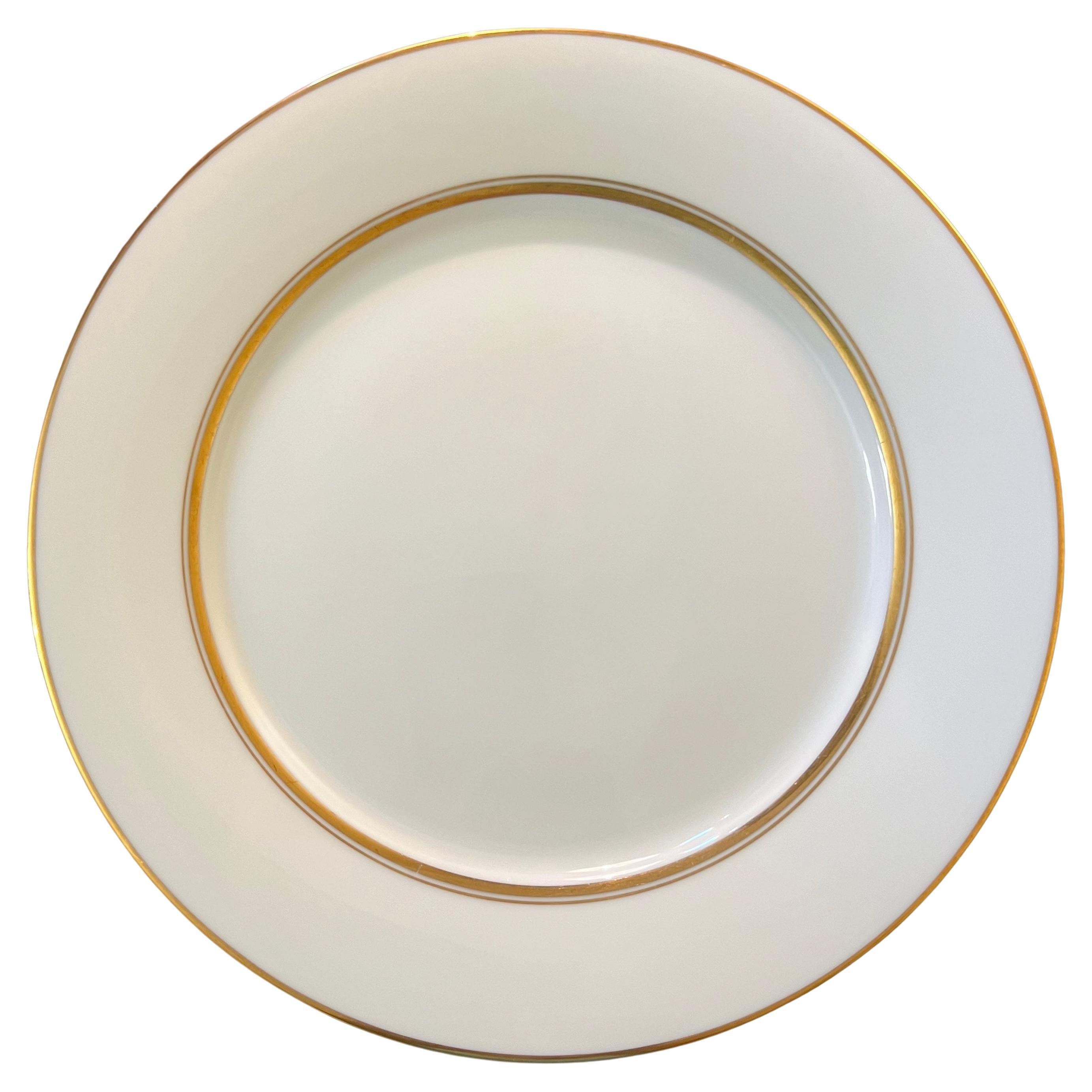 Vintage Noritake White and Gold Dinner Plate For Sale at 1stDibs