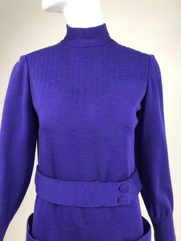 Vintage Norman Norell Heathered Purple Wool Jersey Dress 1960s For Sale ...