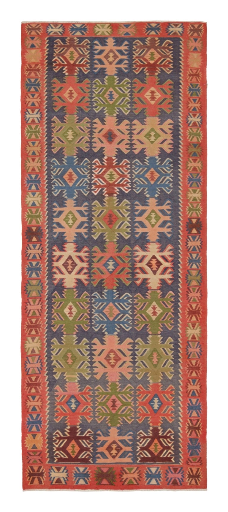 Vintage Northwest Persian Kilim in Blue with Geometric Patterns For ...
