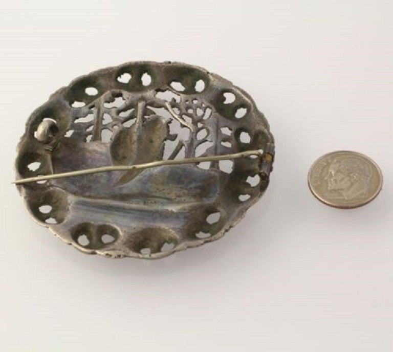Vintage Norwegian-Norway Silver Brooch Pin, 830S Skier Antique Norsk M√ ...