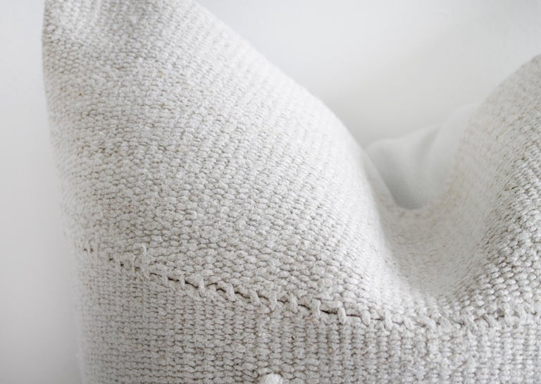 Vintage Nubby White Handwoven Minimalist Style Pillow at 1stDibs