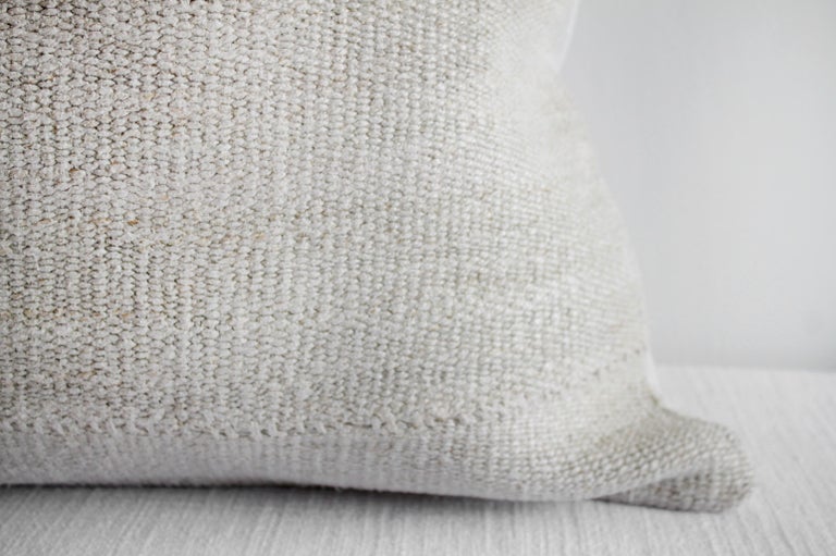 Vintage Nubby White Handwoven Minimalist Style Pillow at 1stDibs