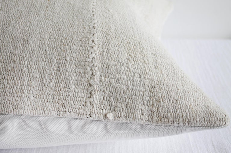 Vintage Nubby White Handwoven Minimalist Style Pillow at 1stDibs