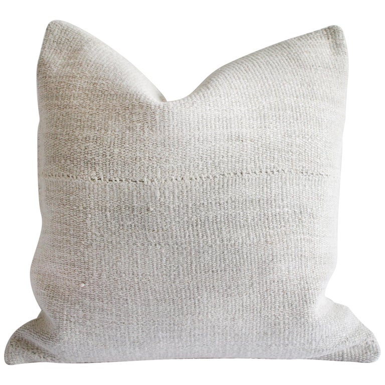 Vintage Nubby White Handwoven Minimalist Style Pillow at 1stDibs