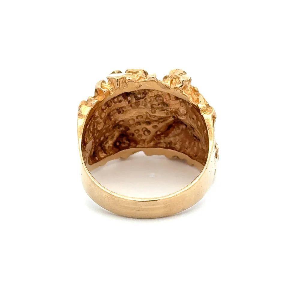 Vintage Nugget Polished Gold Wide Band Statement Ring For Sale at 1stDibs