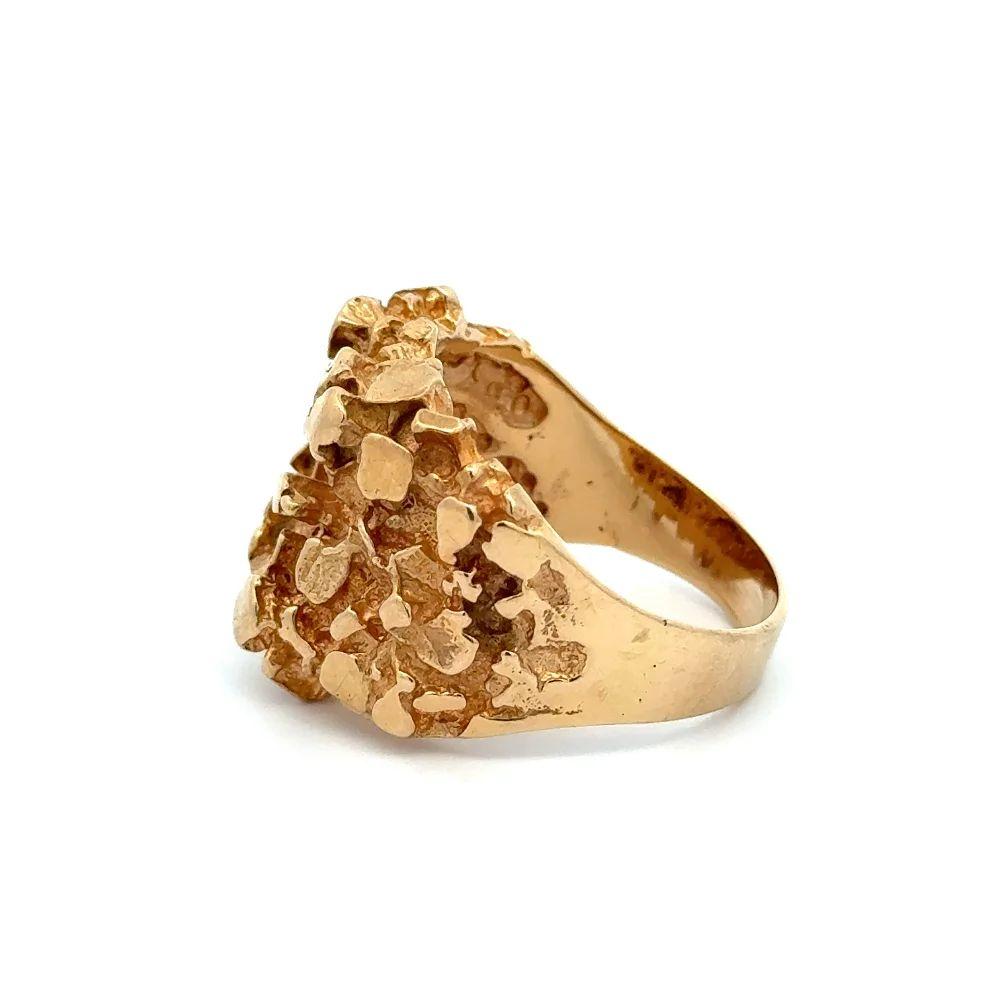 Vintage Nugget Polished Gold Wide Band Statement Ring For Sale at 1stDibs