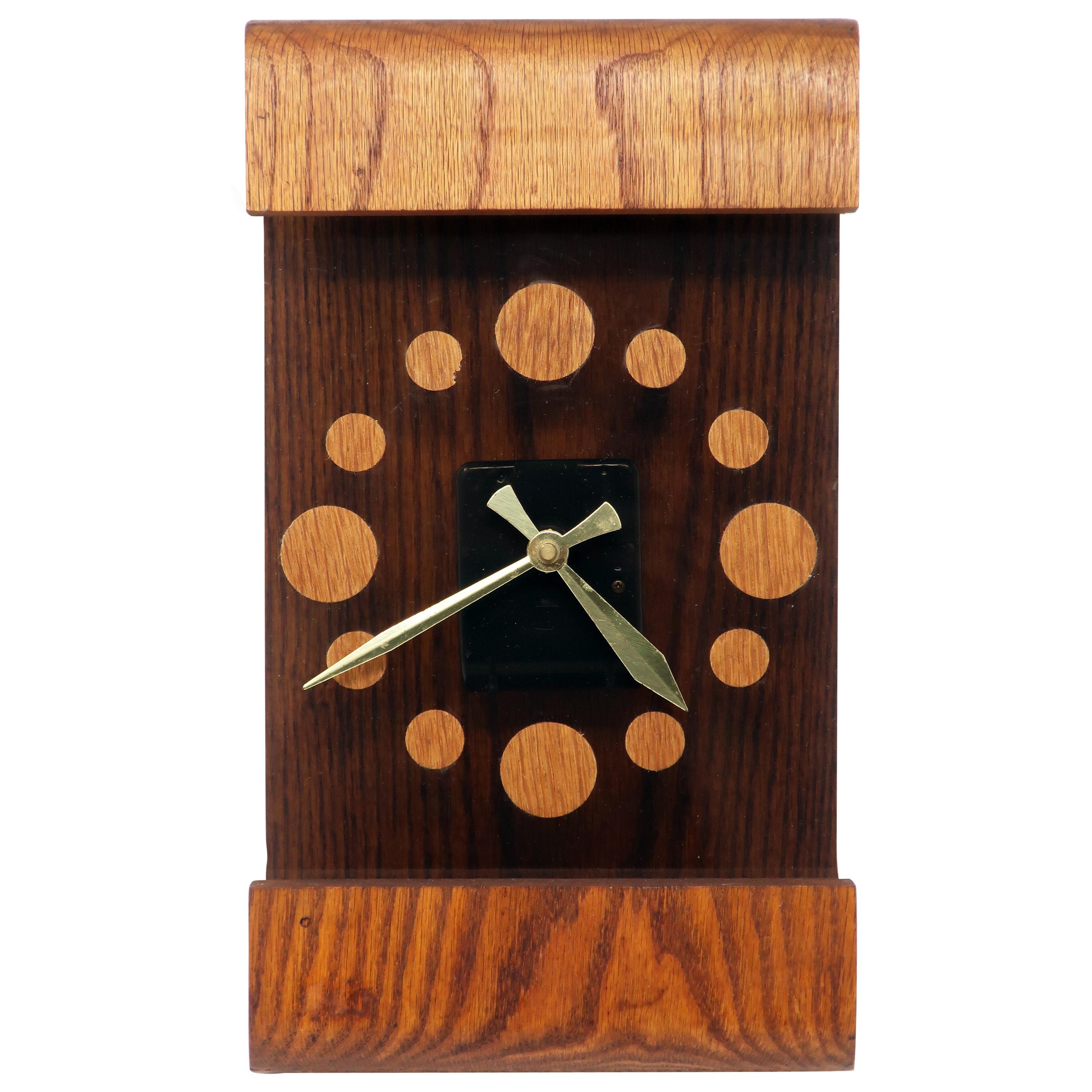 Vintage Oak and Smoked Acrylic Mod Wall Clock at 1stDibs