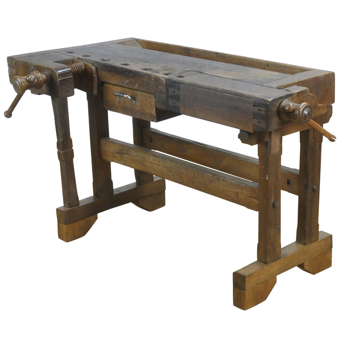 Vintage Oak Carpenter's Worktable, 1930s at 1stDibs